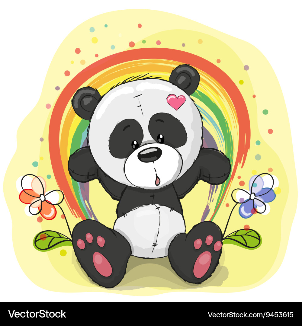 Panda with rainbow Royalty Free Vector Image - VectorStock