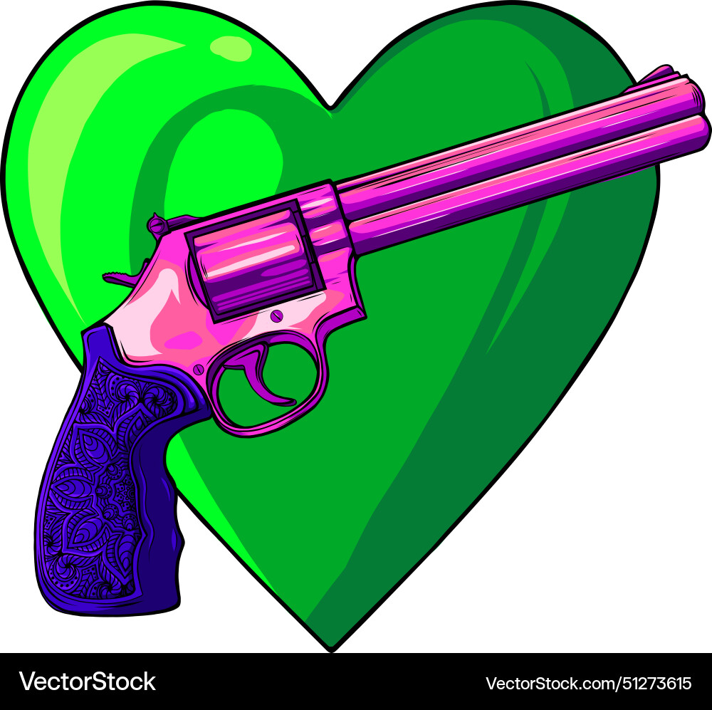 Revolvers with heart Royalty Free Vector Image