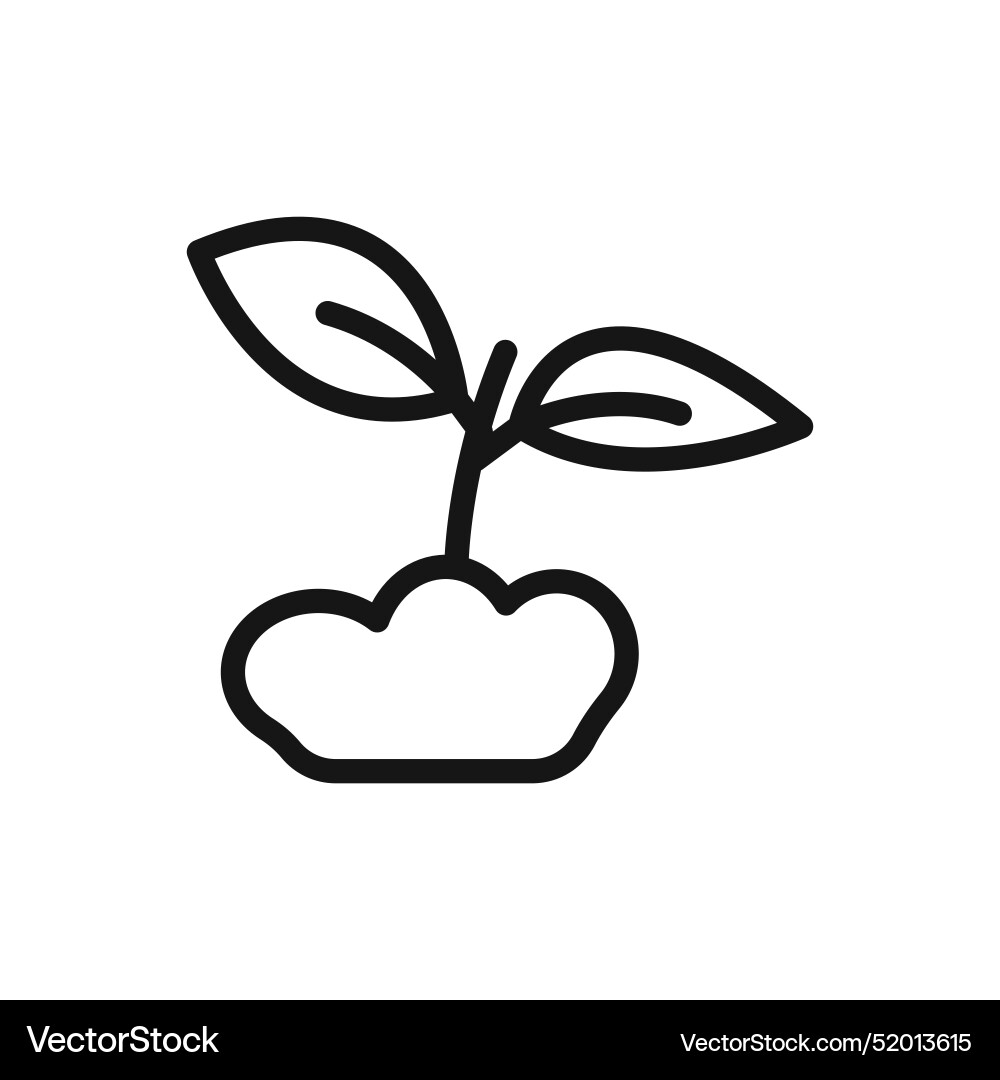 Seedling in soil icon black line art Royalty Free Vector