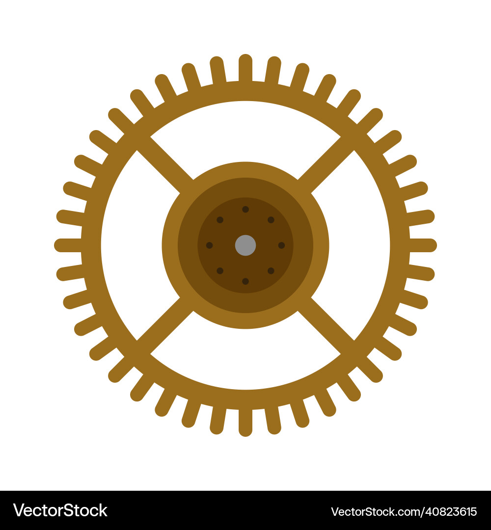Simple bronze clock gear Royalty Free Vector Image