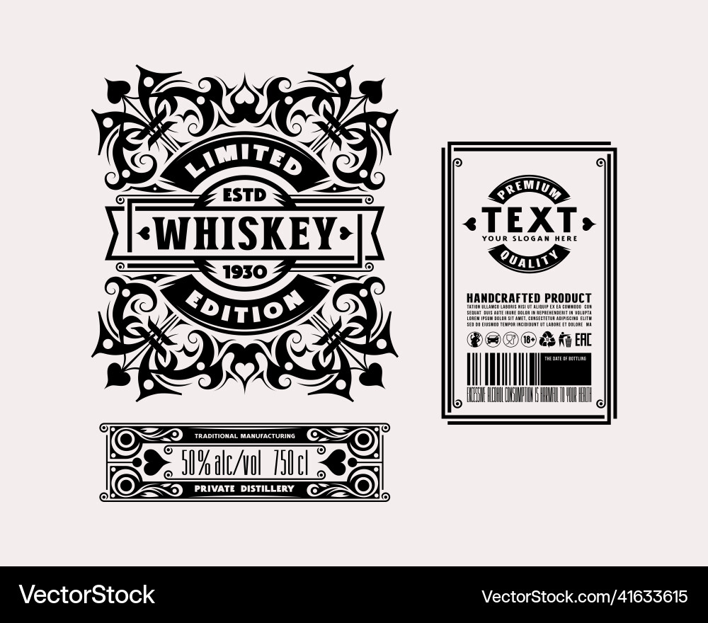 Template decorative label for whiskey Royalty Free Vector