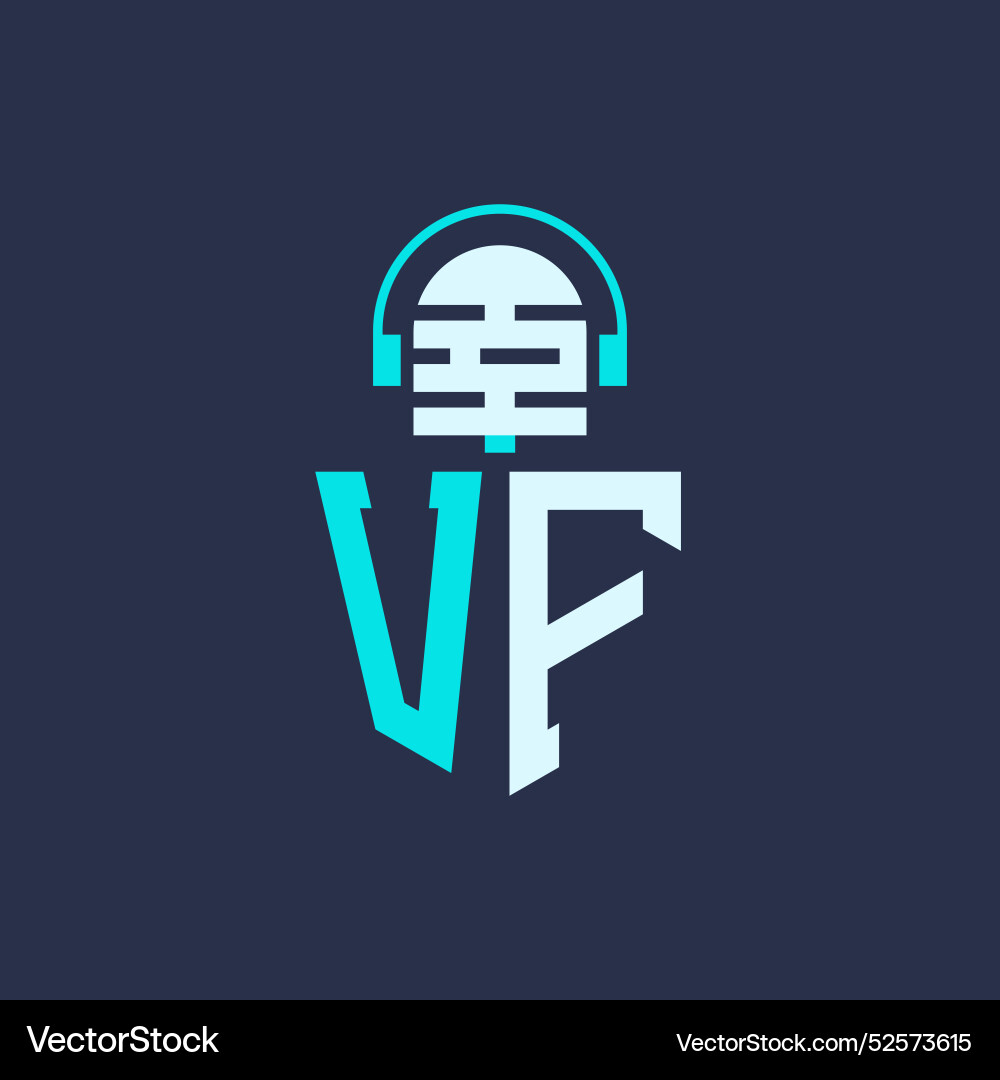 Vf microphone logo design for audio music Vector Image