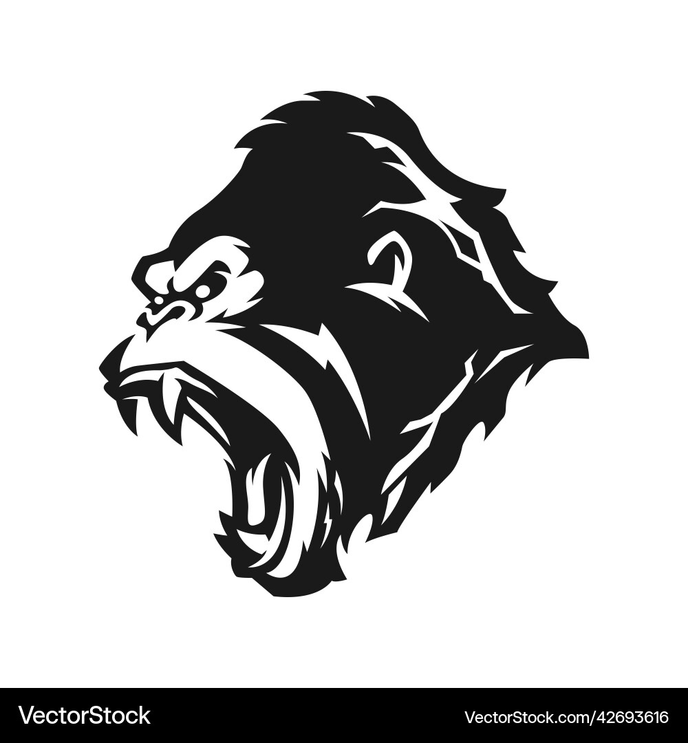 Black angry gorilla head Royalty Free Vector Image