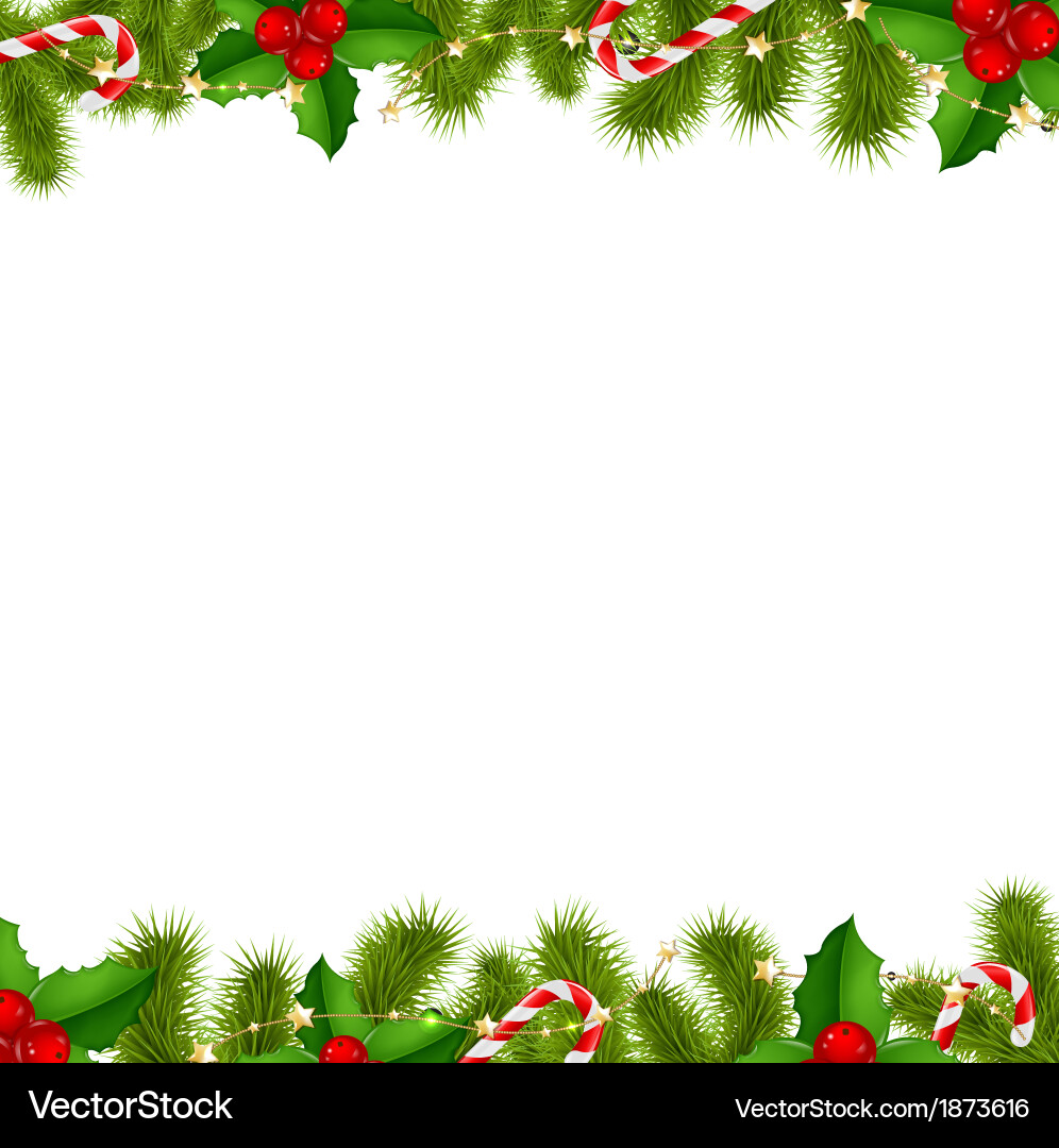 Border fir tree branches background Royalty Free Vector