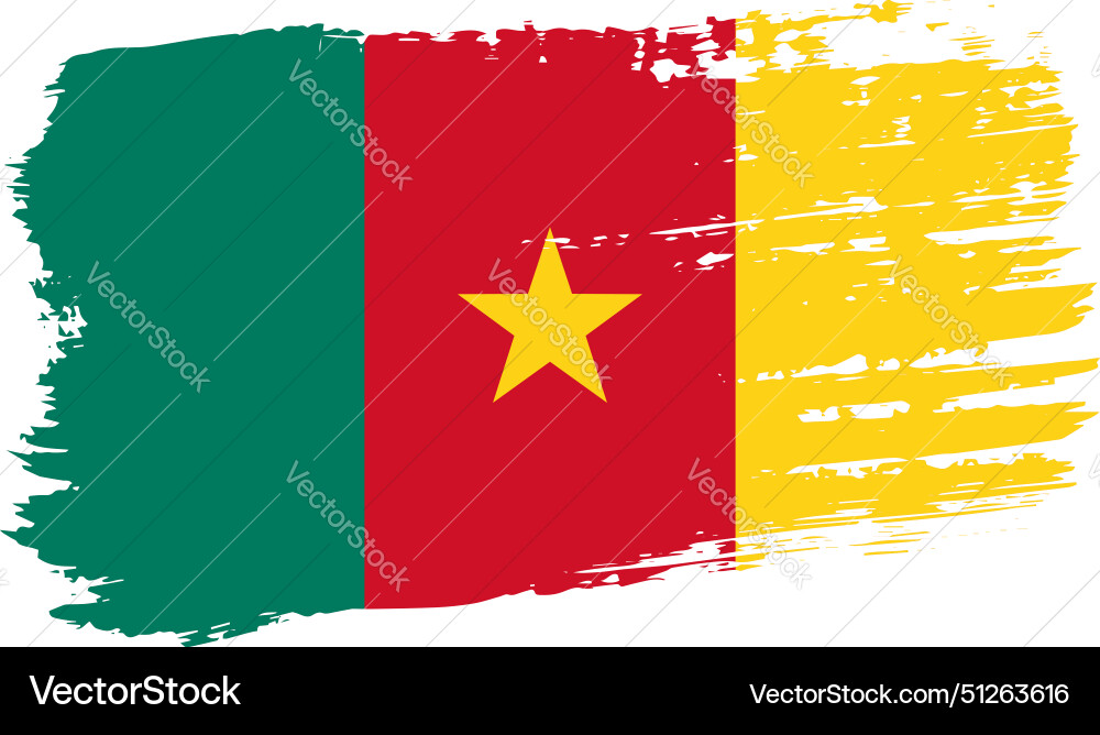 Cameroon flag wide brush stroke on transparent Vector Image