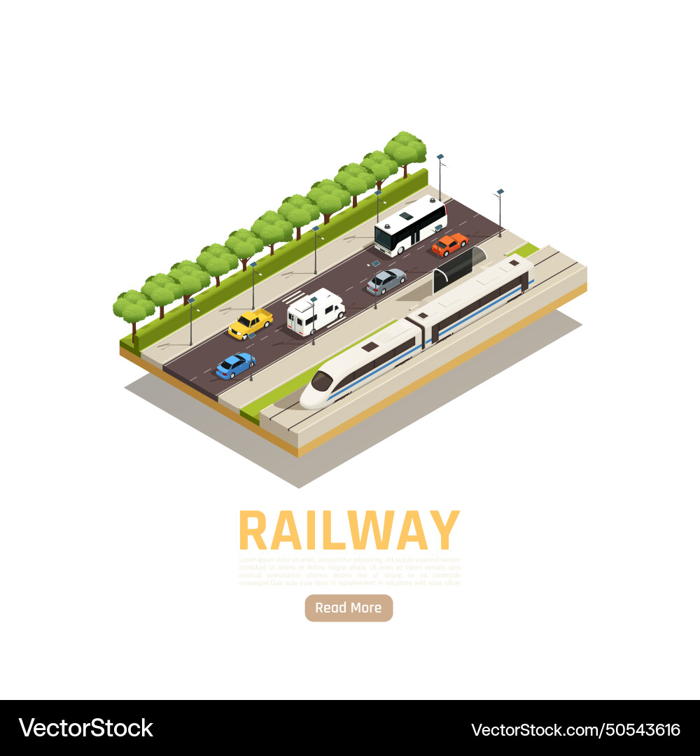 City train isometric background Royalty Free Vector Image