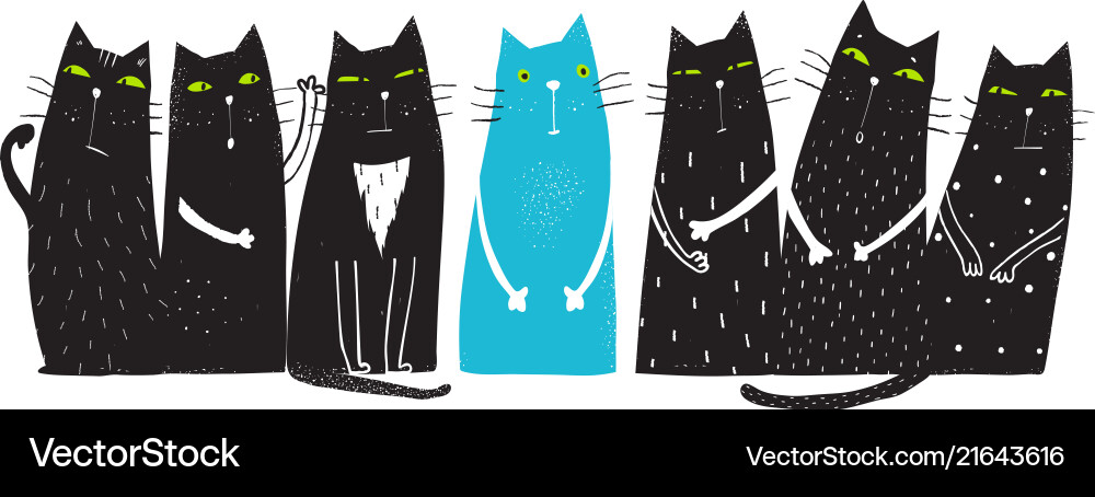 Different suspicious cat Royalty Free Vector Image