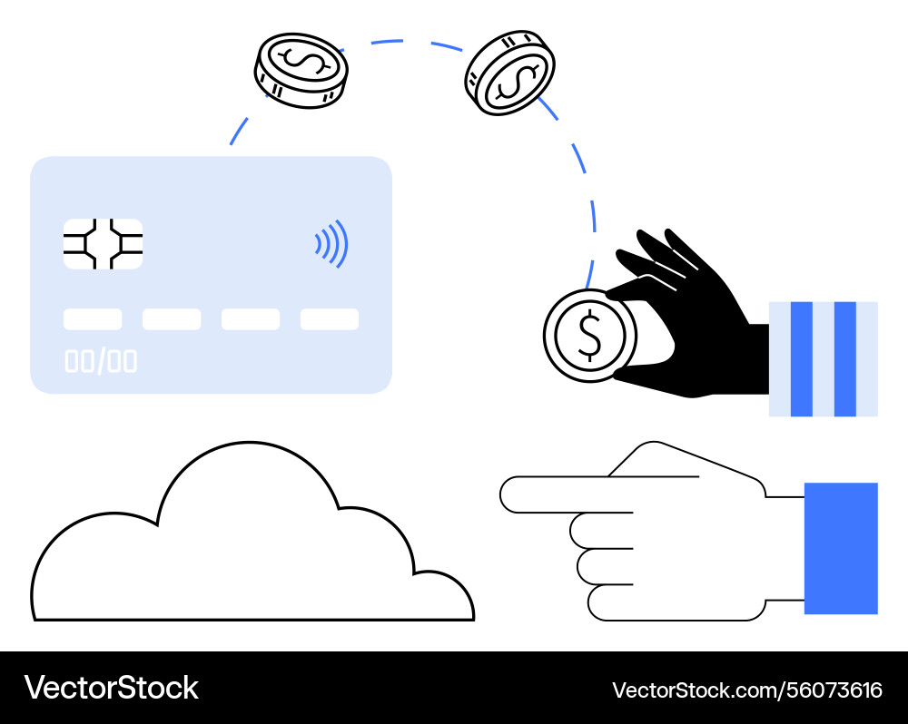 Digital payment transaction with contactless card Vector Image