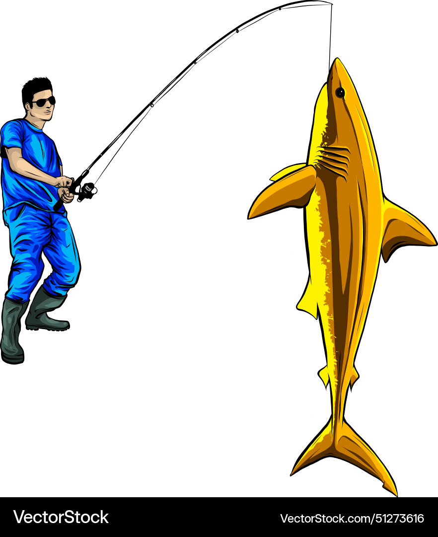 Fishing on sharks Royalty Free Vector Image - VectorStock