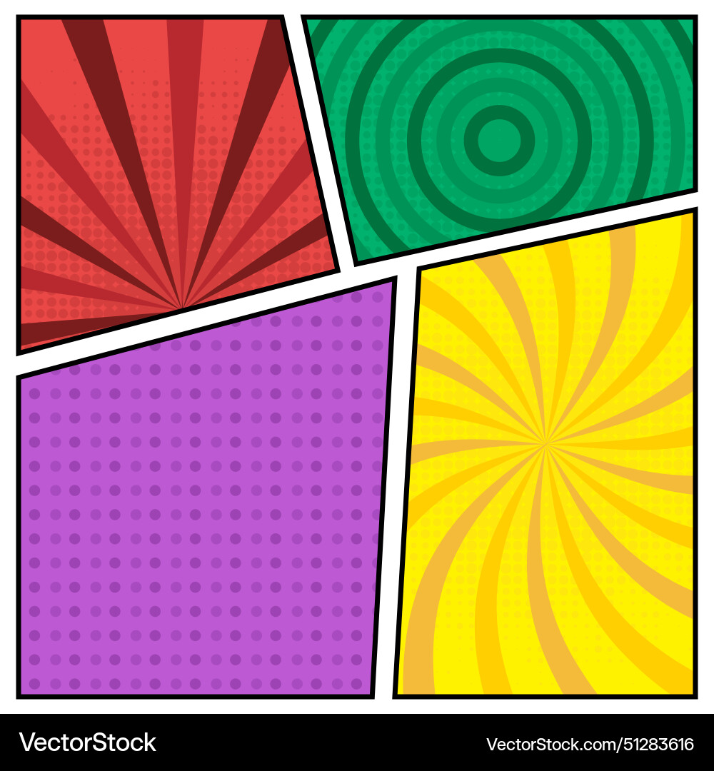 Square cartoon comic background set colorful Vector Image