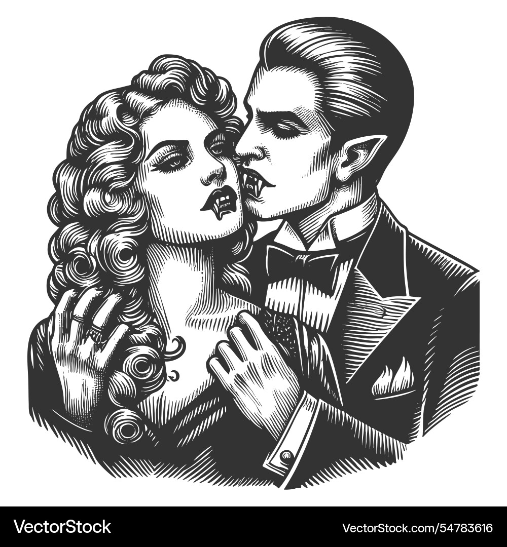 Vampire couple gothic embrace Royalty Free Vector Image