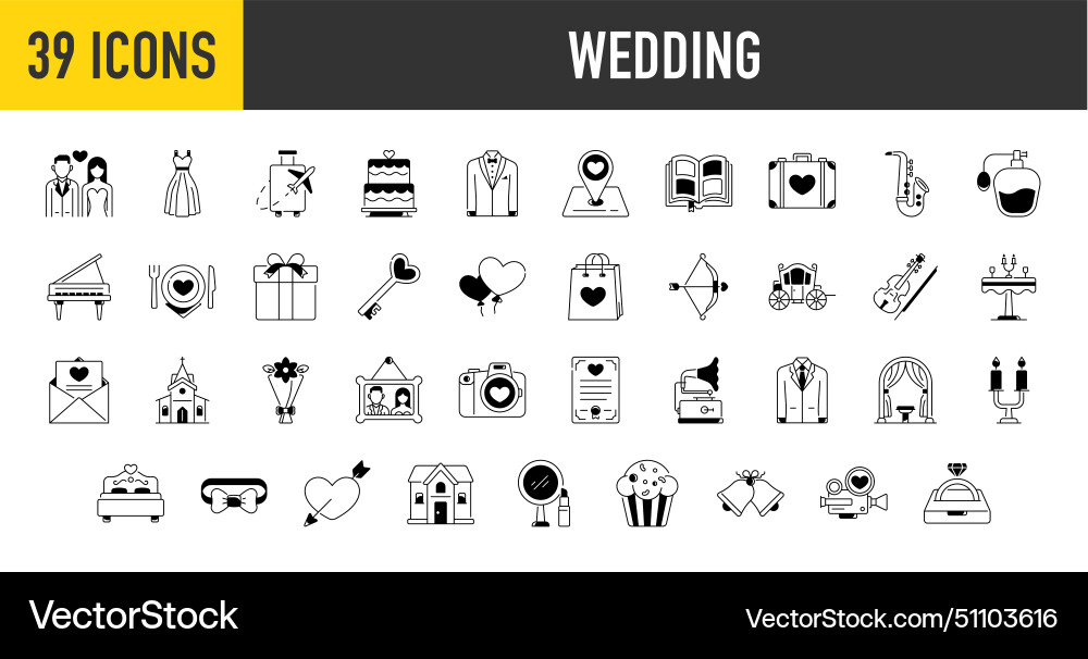 Wedding icon set Royalty Free Vector Image - VectorStock