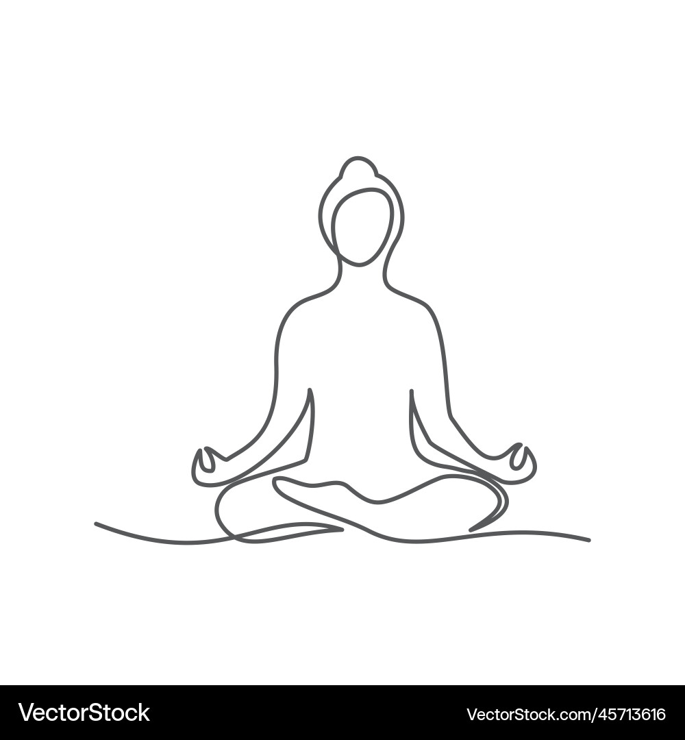 Yoga one line drawing on white background Vector Image