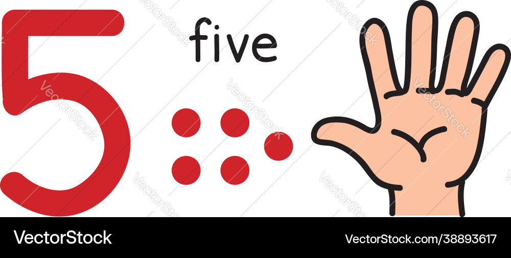 5 kids hand showing number five sign Royalty Free Vector
