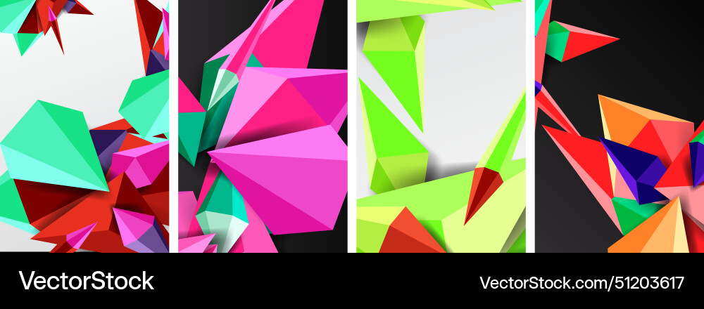 A collage of four different colored triangles Vector Image