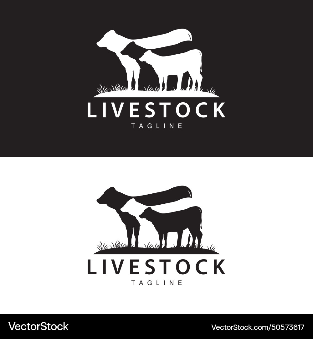 Cow logo cattle farm silhouette simple Royalty Free Vector