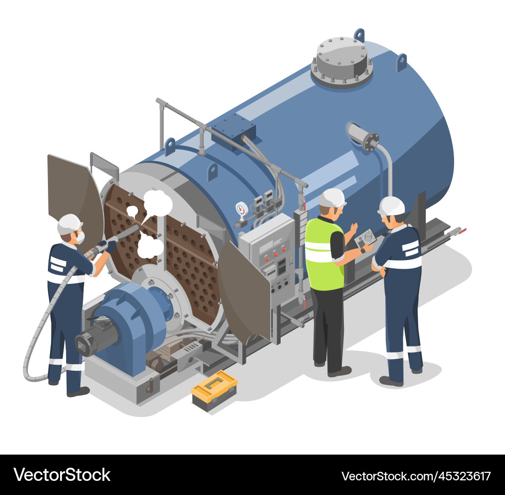 Industrial boiler cleaning and maintenance Vector Image