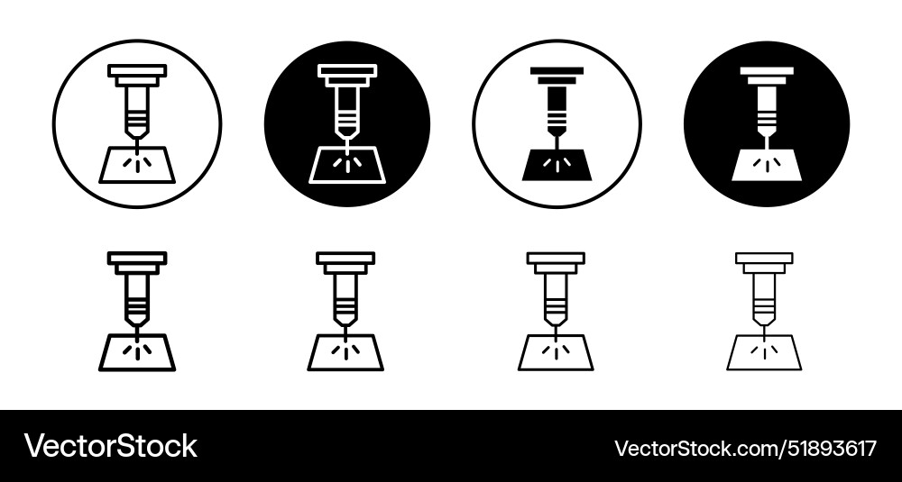 Laser machine icon set collection Royalty Free Vector Image