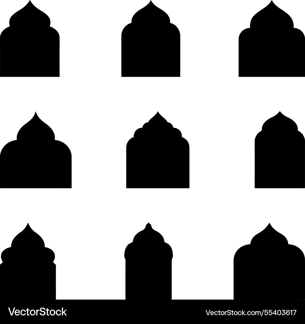 Nine islamic architectural dome variations Vector Image