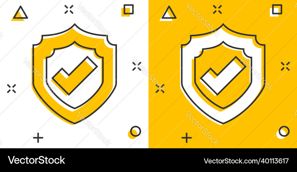 Schild mit Kontrollzeichen-Symbol im Comic-Stil Vektorbild