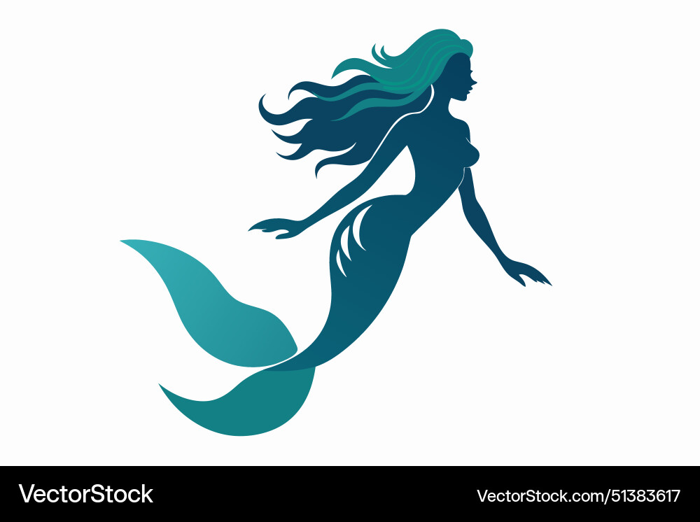 Siren shadows mermaid silhouette Royalty Free Vector Image