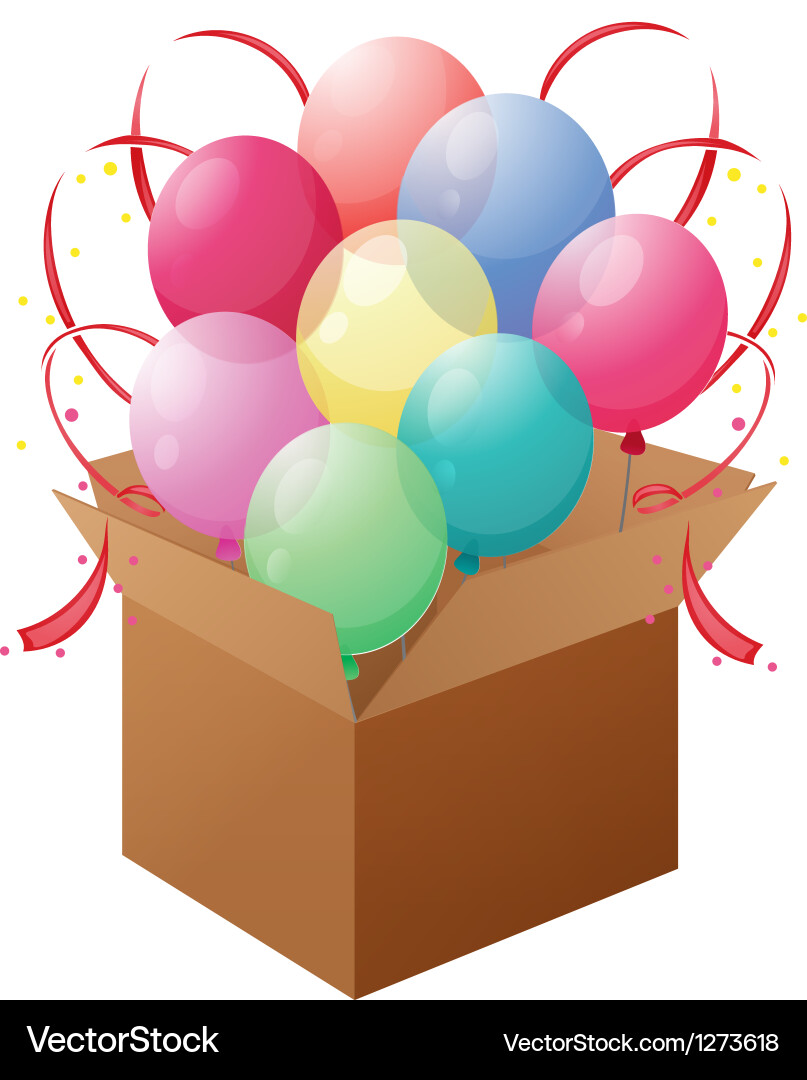 A box with balloons Royalty Free Vector Image - VectorStock