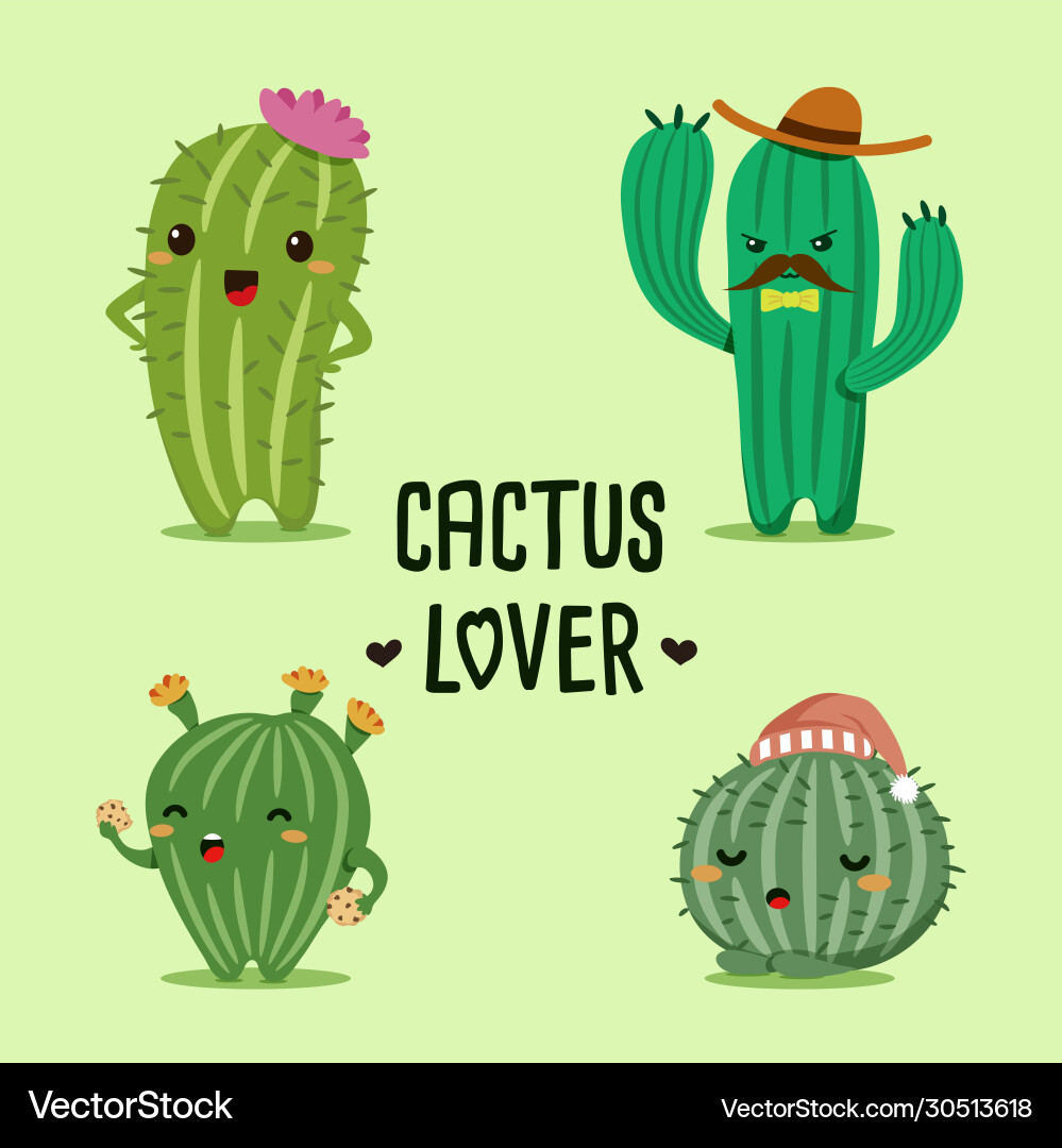 Cactus lover Royalty Free Vector Image - VectorStock