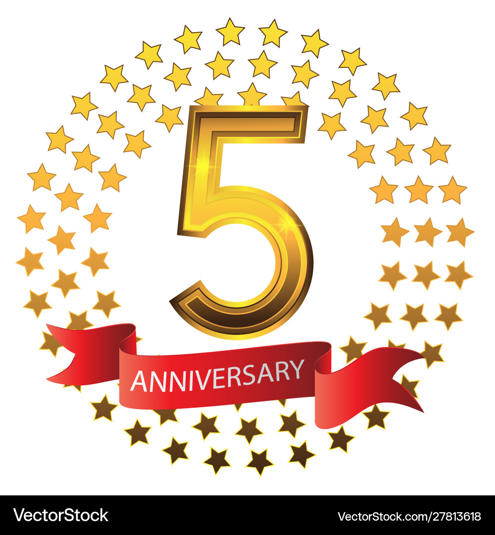 Celebration anniversary five years Royalty Free Vector Image