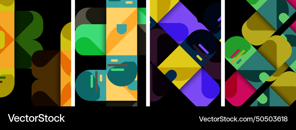 Geometric colorful poster backgrounds with squares