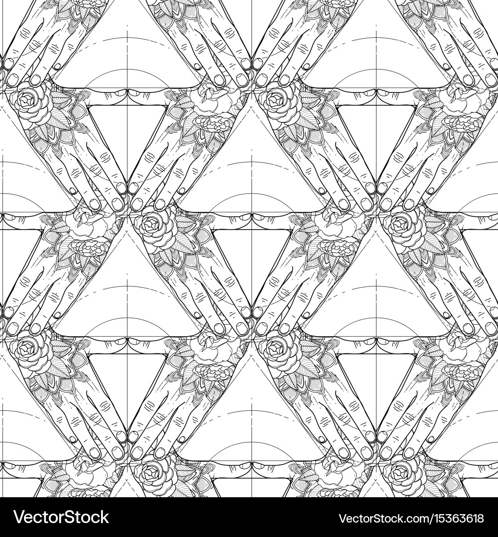 Graphic hands in the shape of triangle Royalty Free Vector