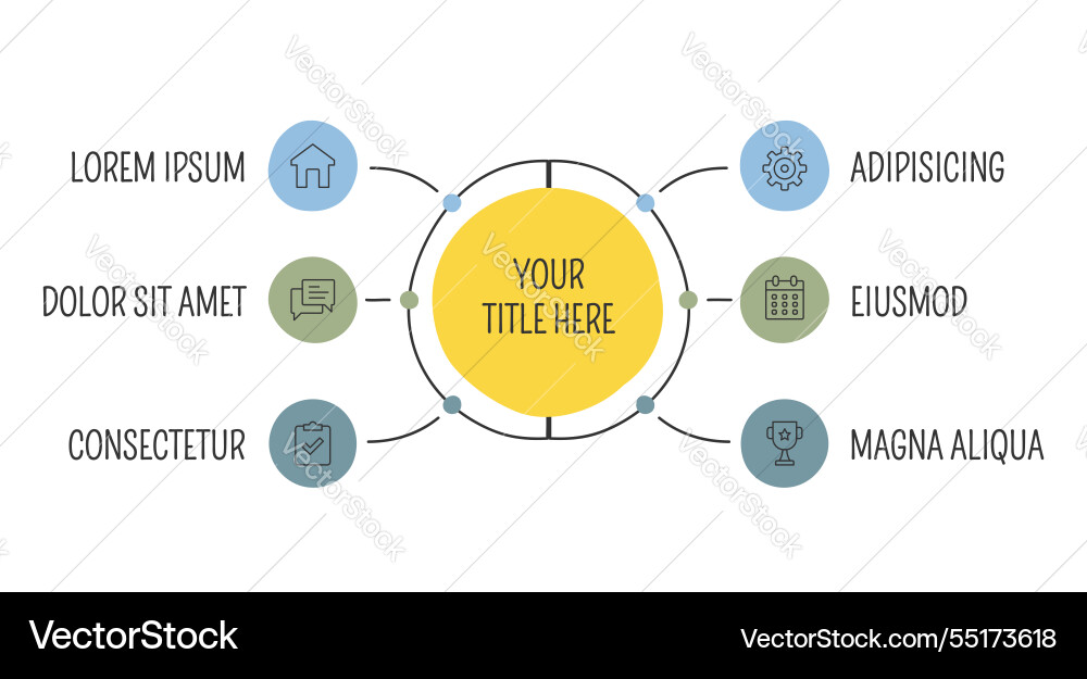Hand drawn mind map template Royalty Free Vector Image