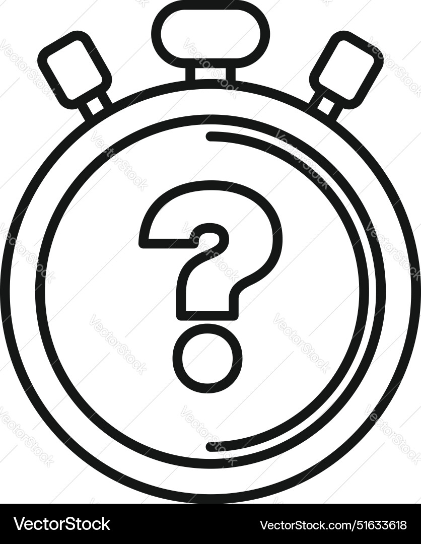Stopwatch showing question mark representing time Vector Image