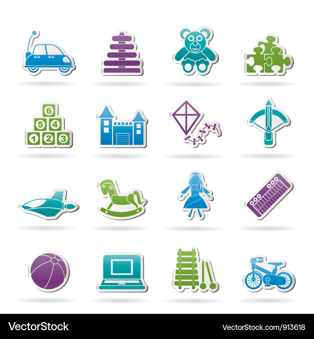 Toy Icon Set - Diverse Playthings Royalty Free Vector Image