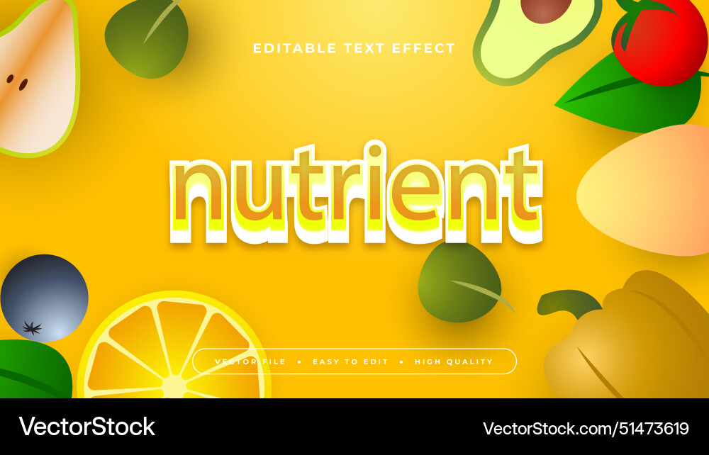 Colorful nutrient 3d editable text effect - font Vector Image