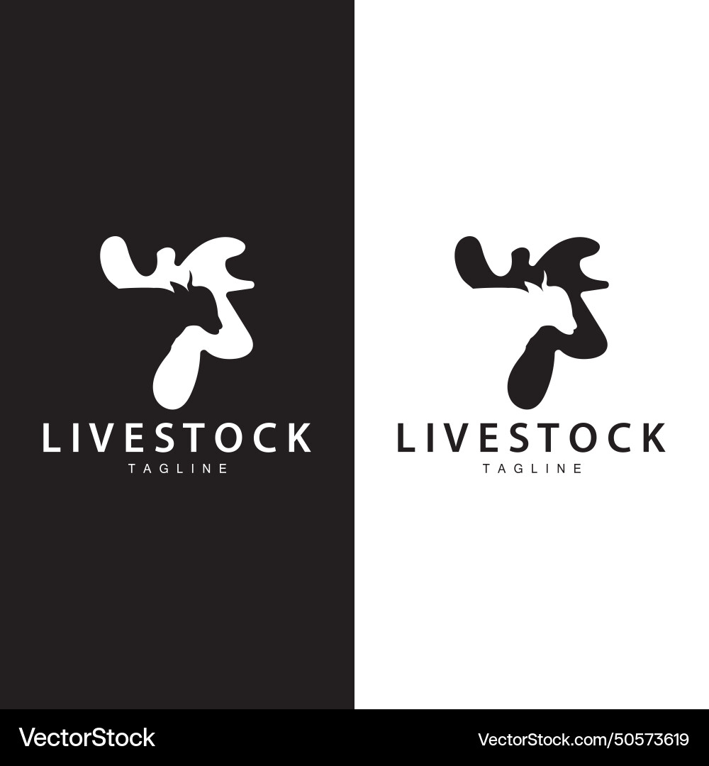 Cow logo cattle farm silhouette simple Royalty Free Vector