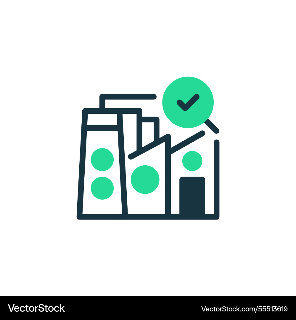 Factory inspection two tone color icon linear Vector Image