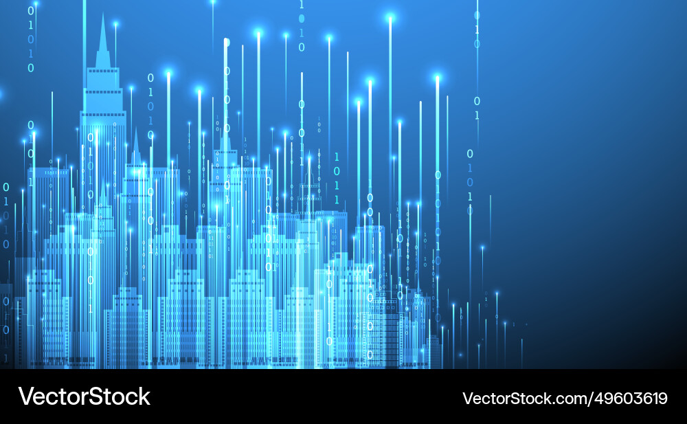 Futuristic smart city background hand drawn Vector Image