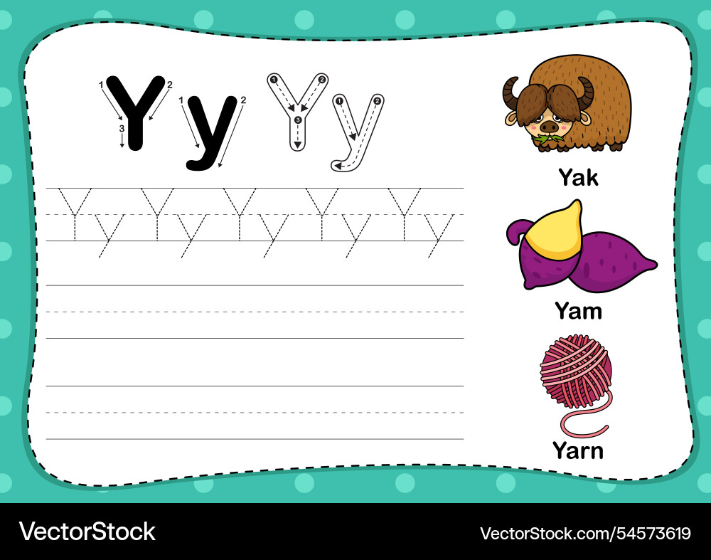 Isolated animal alphabet letter y Royalty Free Vector Image