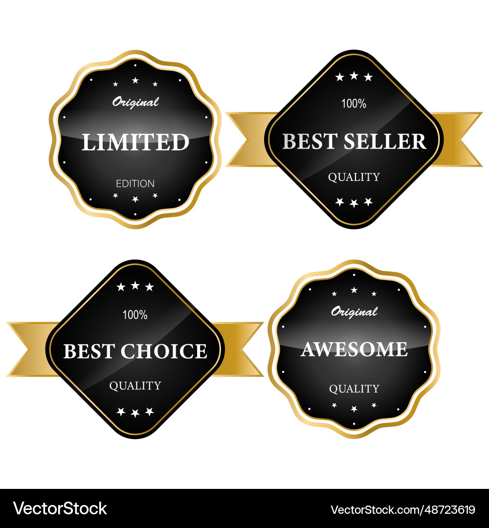 Luxury golden retro badges collection Royalty Free Vector