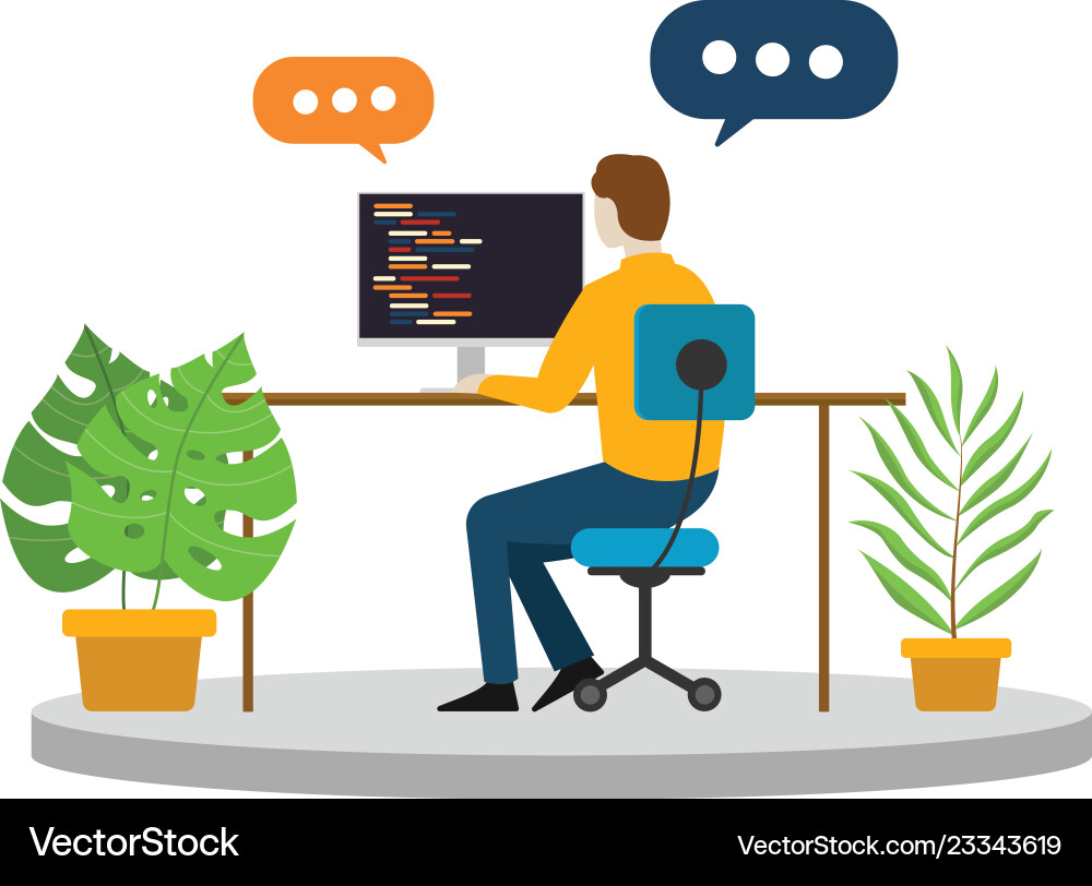 Programmer or freelancer business person sitting Vector Image
