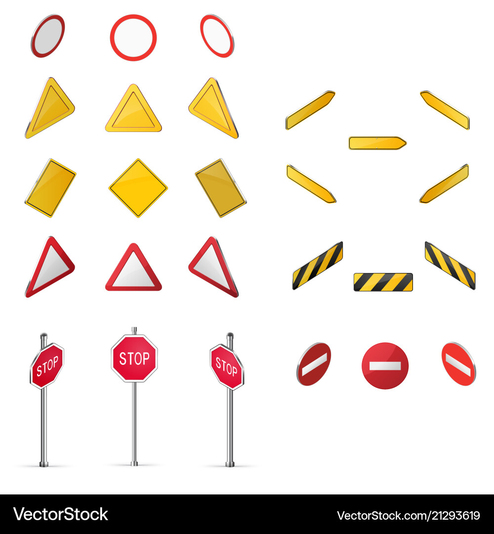 Set of blank road sign Royalty Free Vector Image