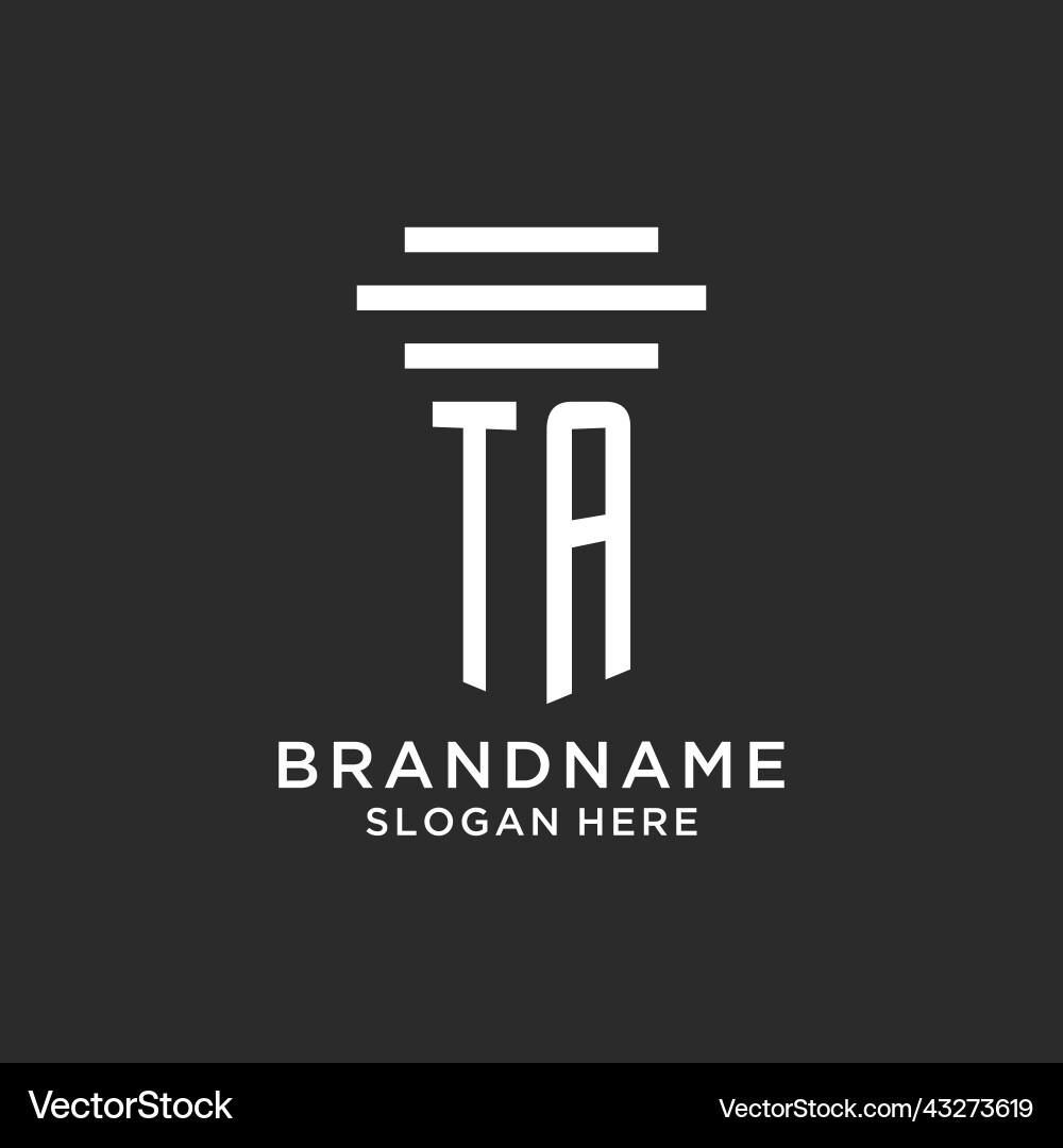 Ta initials with simple pillar logo design Vector Image