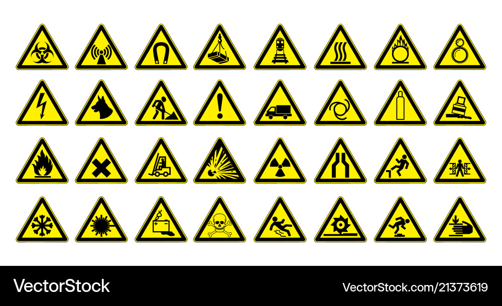 Warning signs large set safety in workplace Vector Image