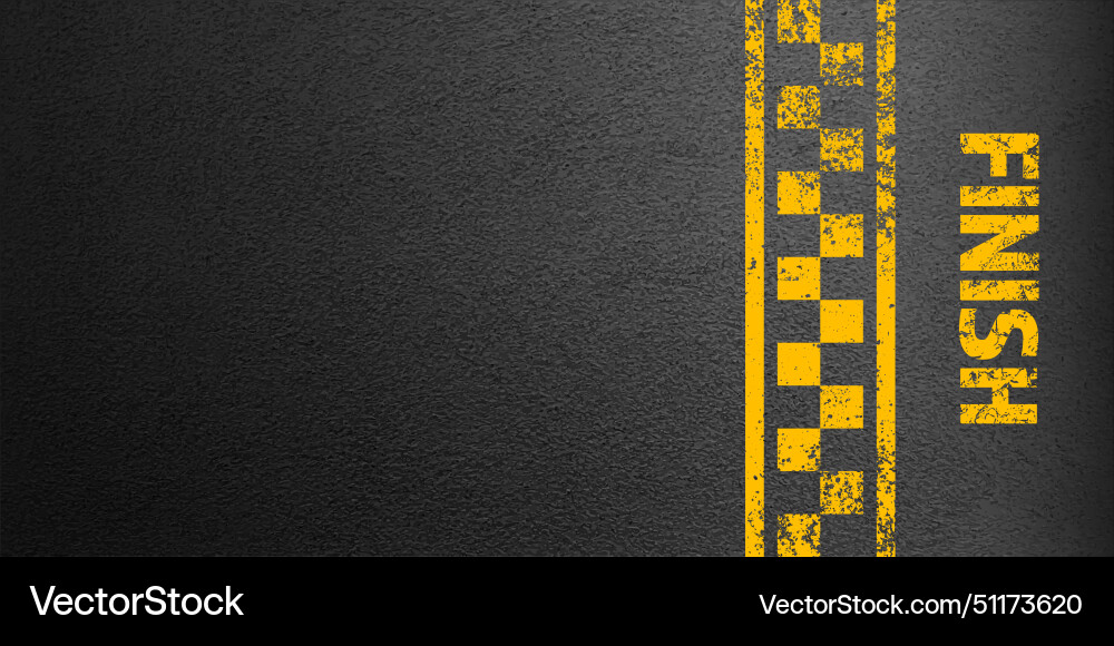 Asphalt road with yellow finish line marking Vector Image