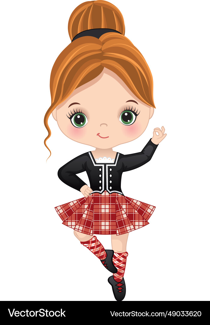 Cute girl performing highland dance Royalty Free Vector