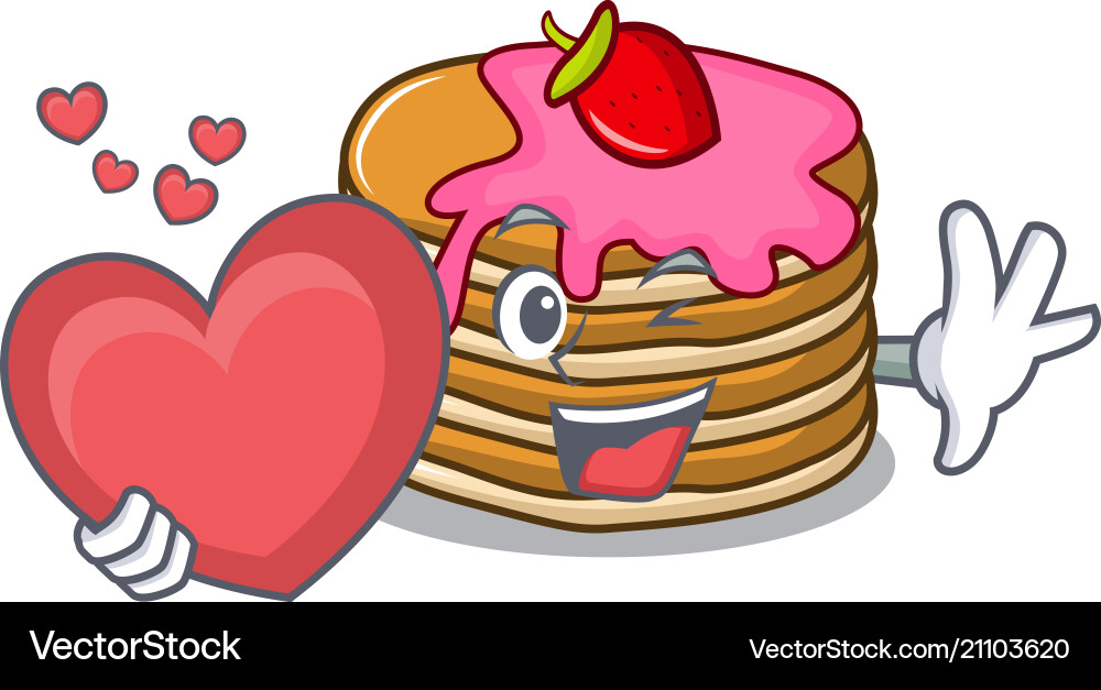 Hearty Strawberry Pancake Mascot Royalty Free Vector Image