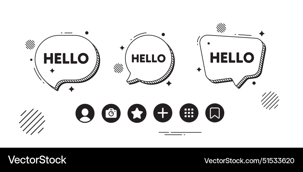 Hello welcome tag hi invitation offer speech Vector Image
