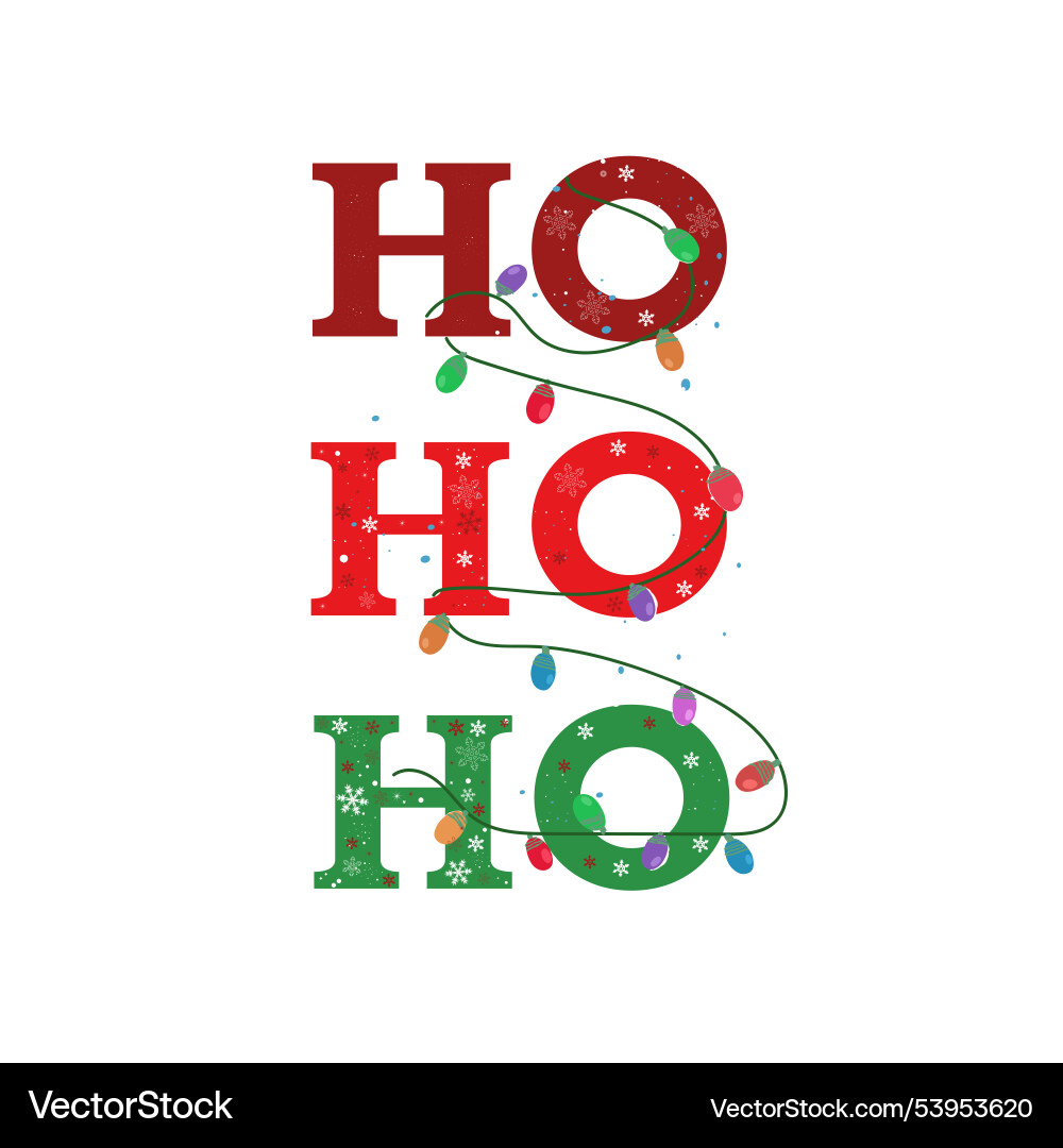Ho text with light bulb christmas greeting Vector Image