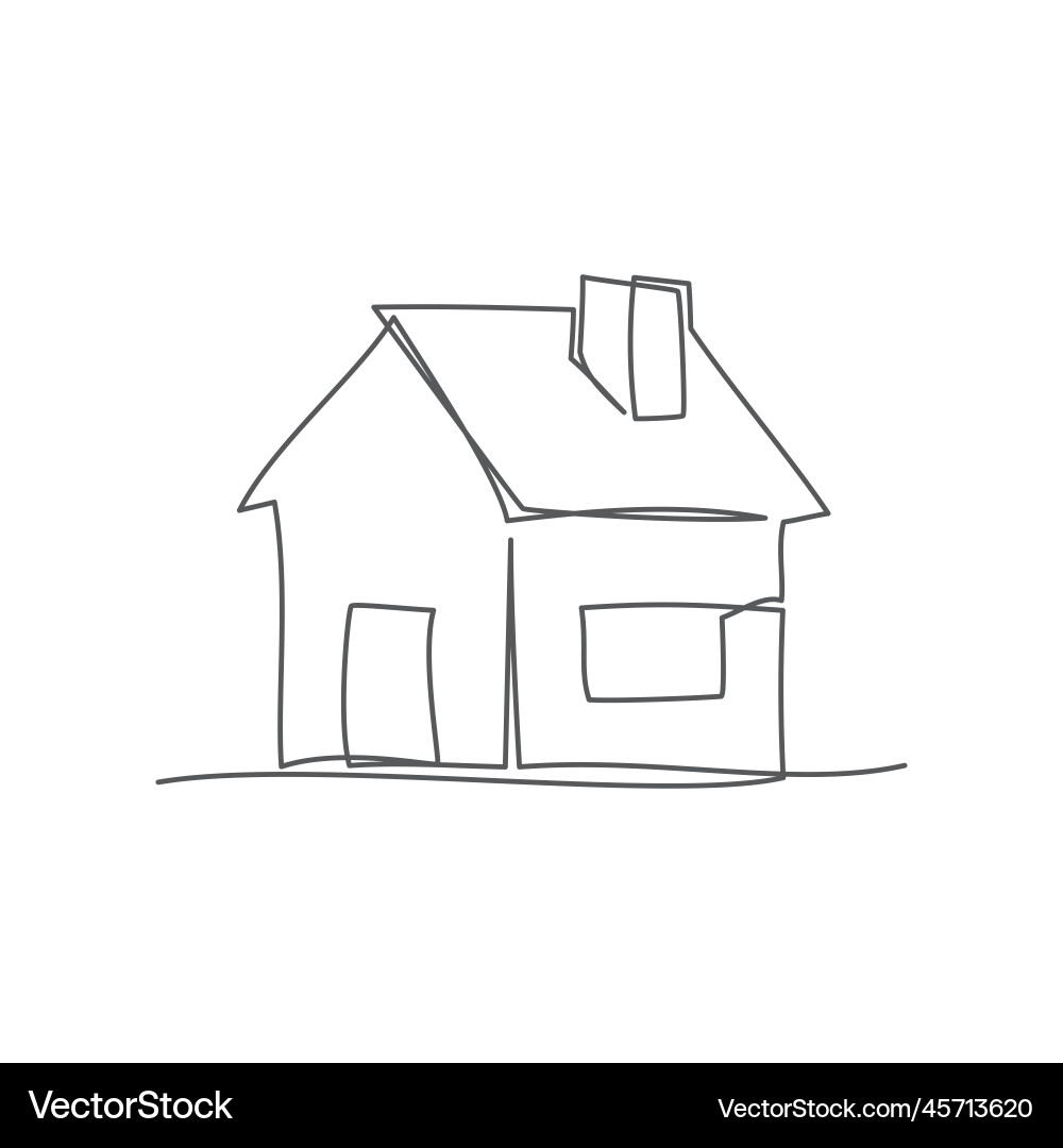 House one line drawing on white background Vector Image