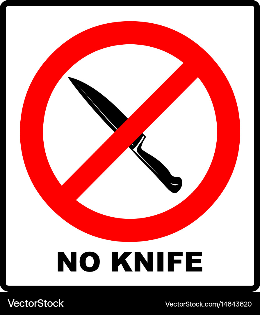 No knife weapon prohibition sign on white Vector Image